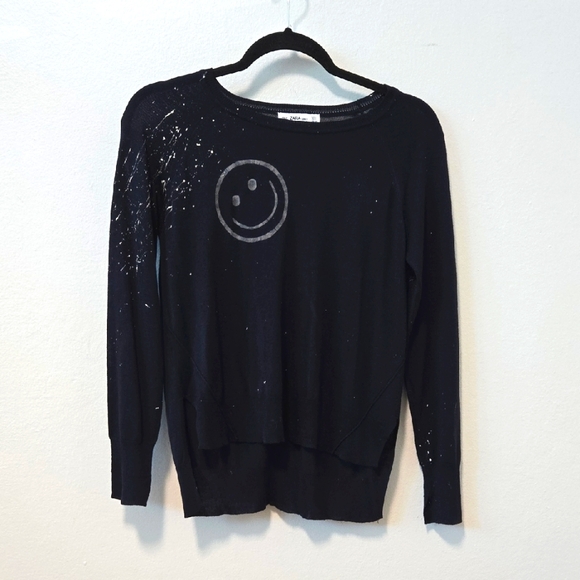 Sweaters | Upcycled Paint Splatter Smiley Face Highlow Sweater | Poshmark